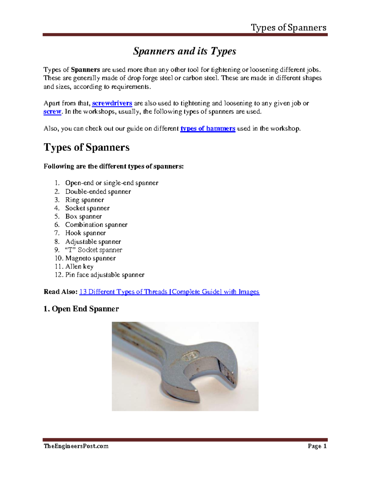 Types of Spanners: A Comprehensive Guide to Tools and Uses - Studocu