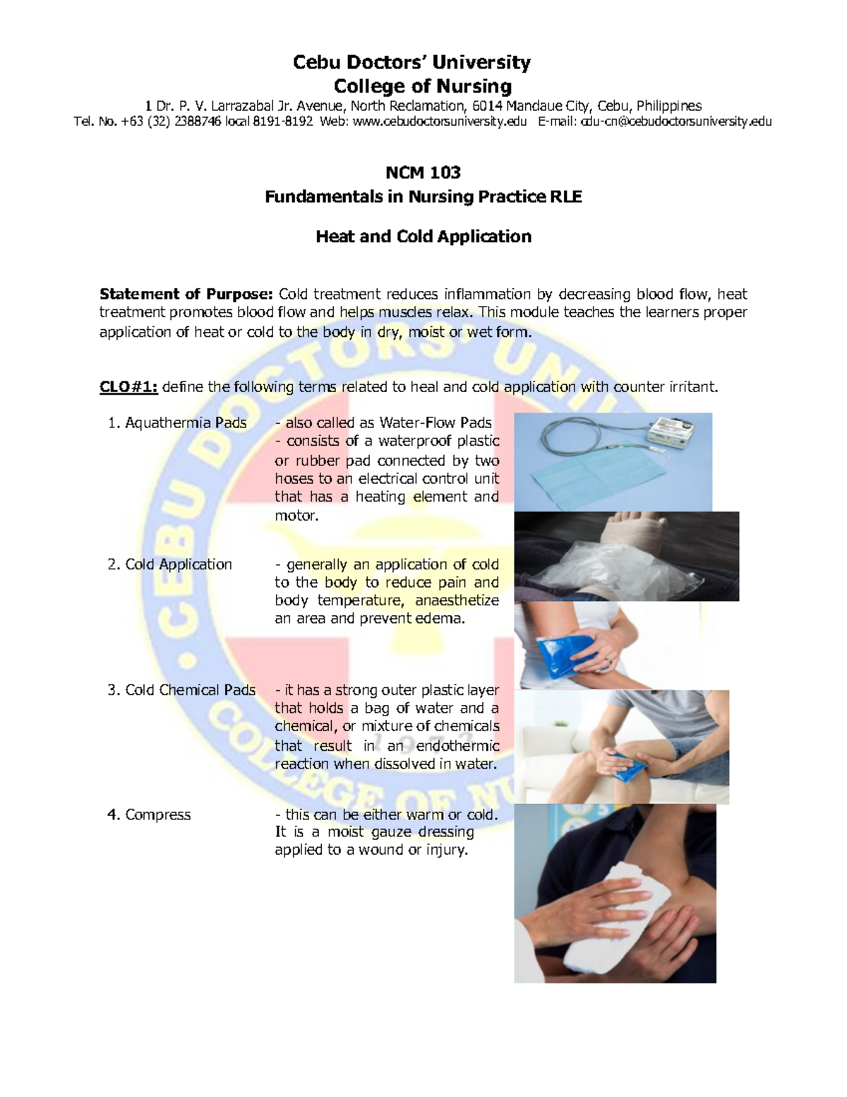 NCM 103: Heat and Cold Application - Nursing Practice Guide - Studocu