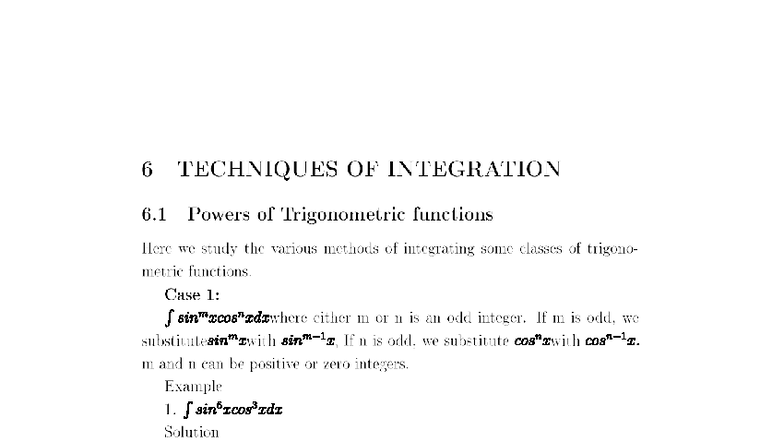 Calculus Techniques: Integration Methods and Trigonometric Functions ...