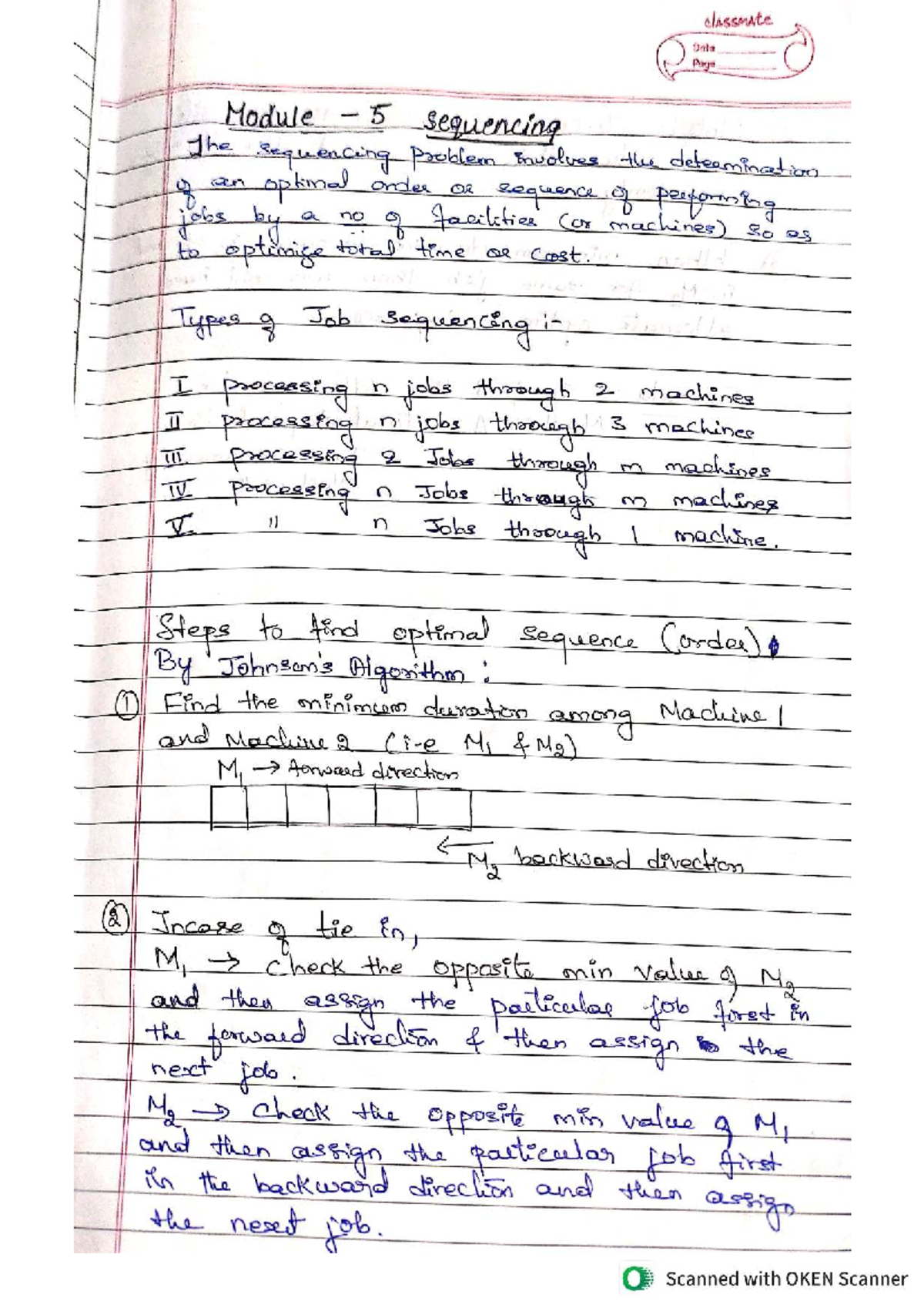 Module-5 Sequencing Notes: Job Scheduling & Optimization Techniques ...
