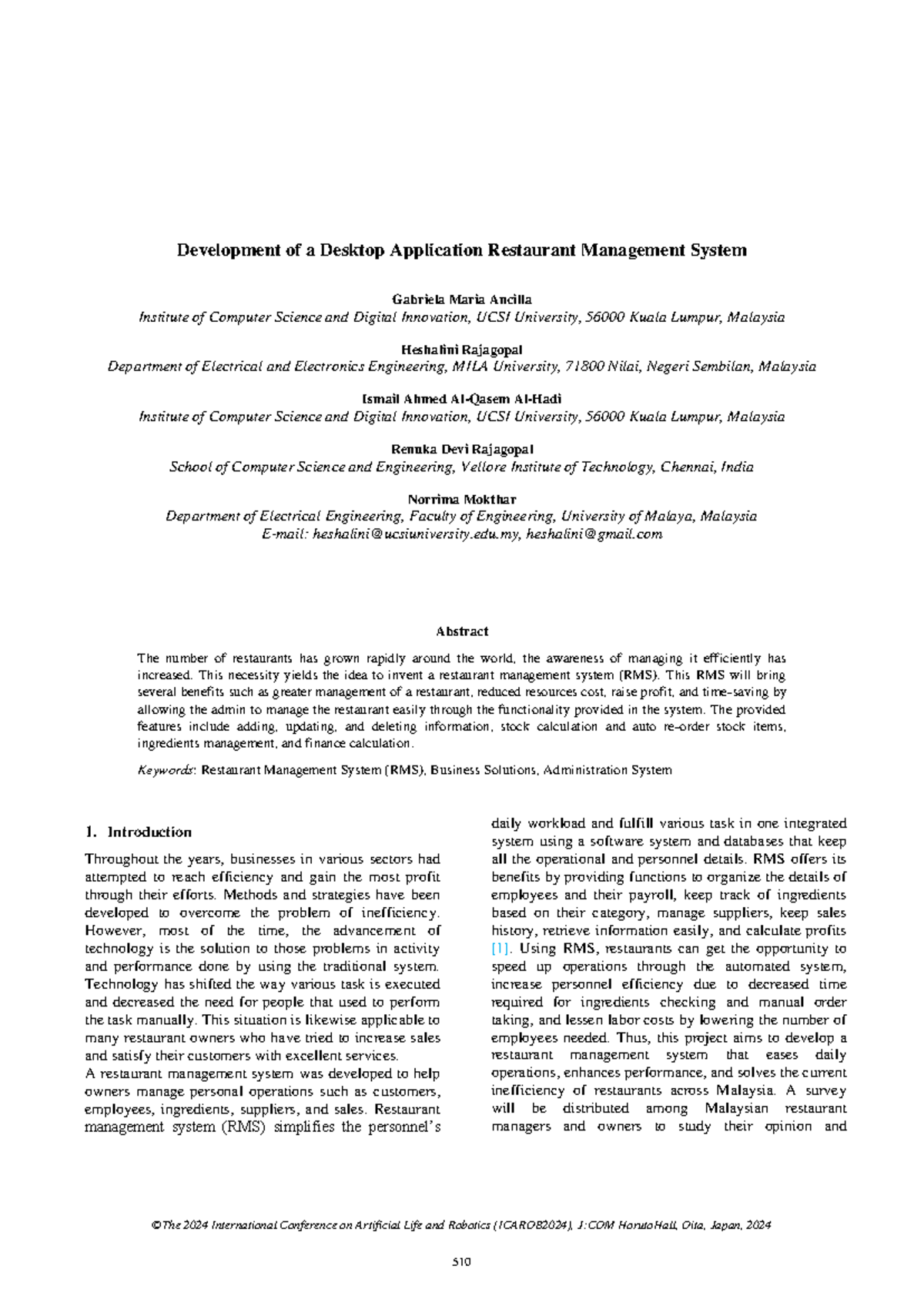 OS18-5: Development of a Desktop Application for Restaurant Management ...