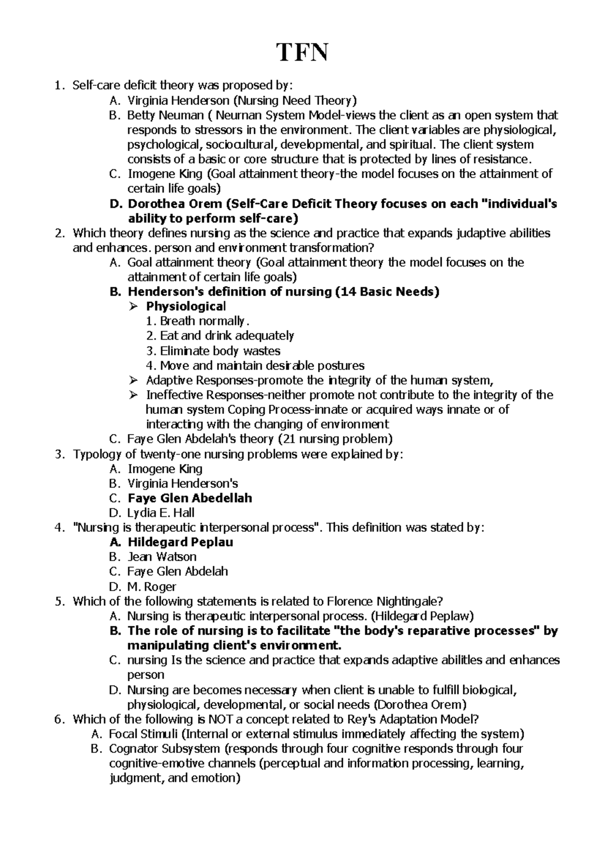 Battery-L1-TFN: Nursing Theories and Their Applications in Practice ...