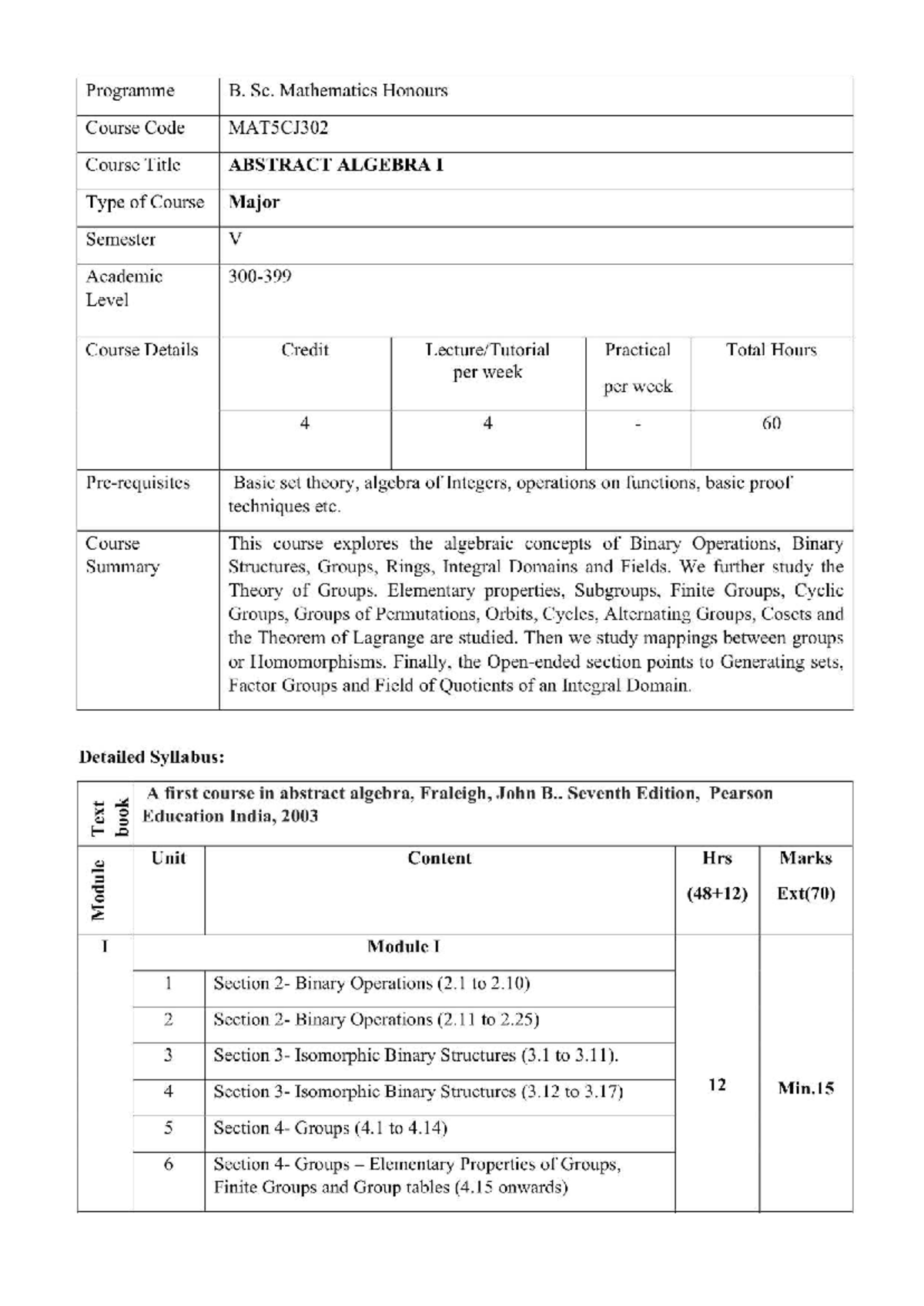 Abstract Algebra I - Self Study Notes for MAT5CJ302 - Studocu