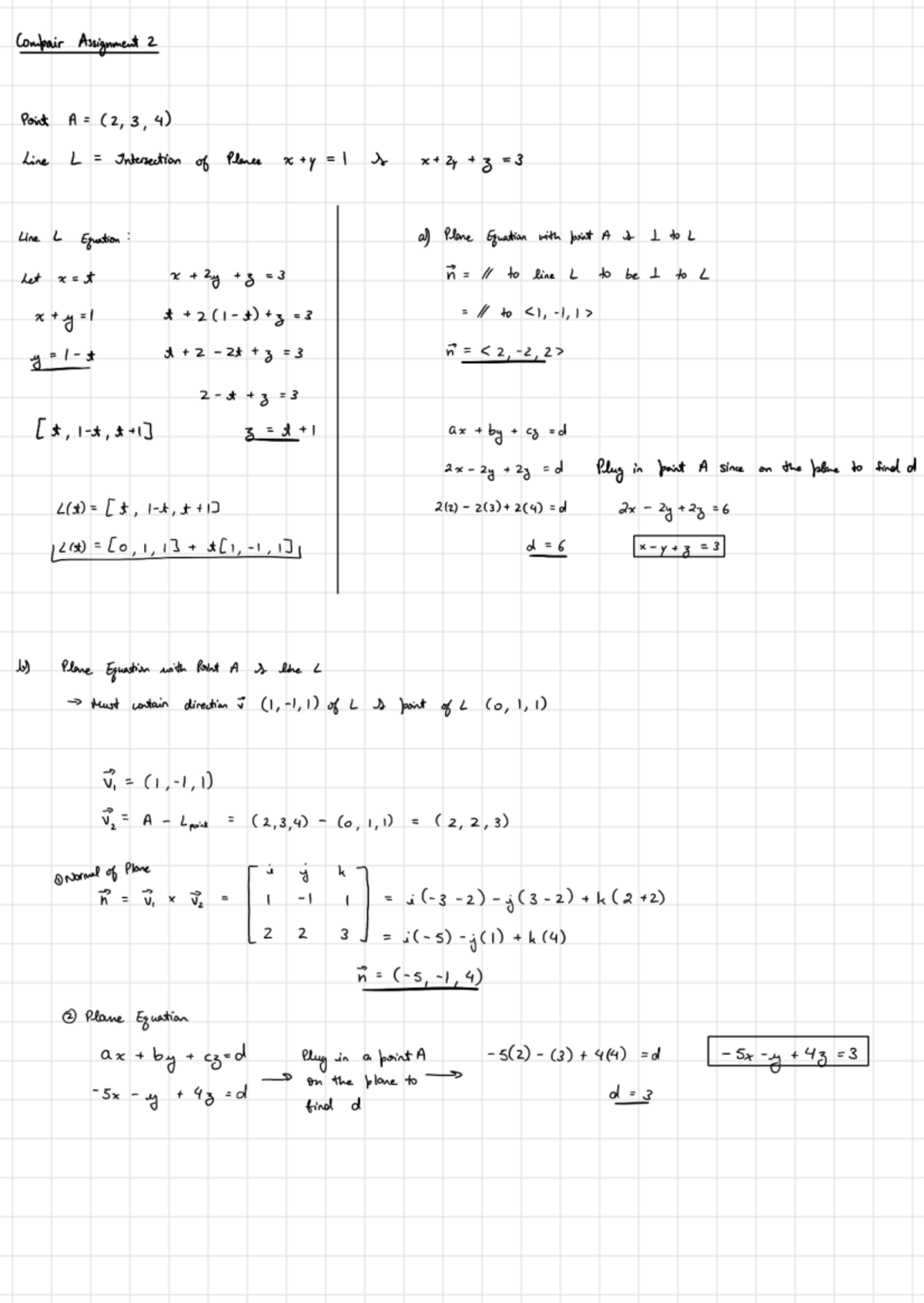 Compair Assignment 2: Line L and Plane Intersections Analysis - Studocu