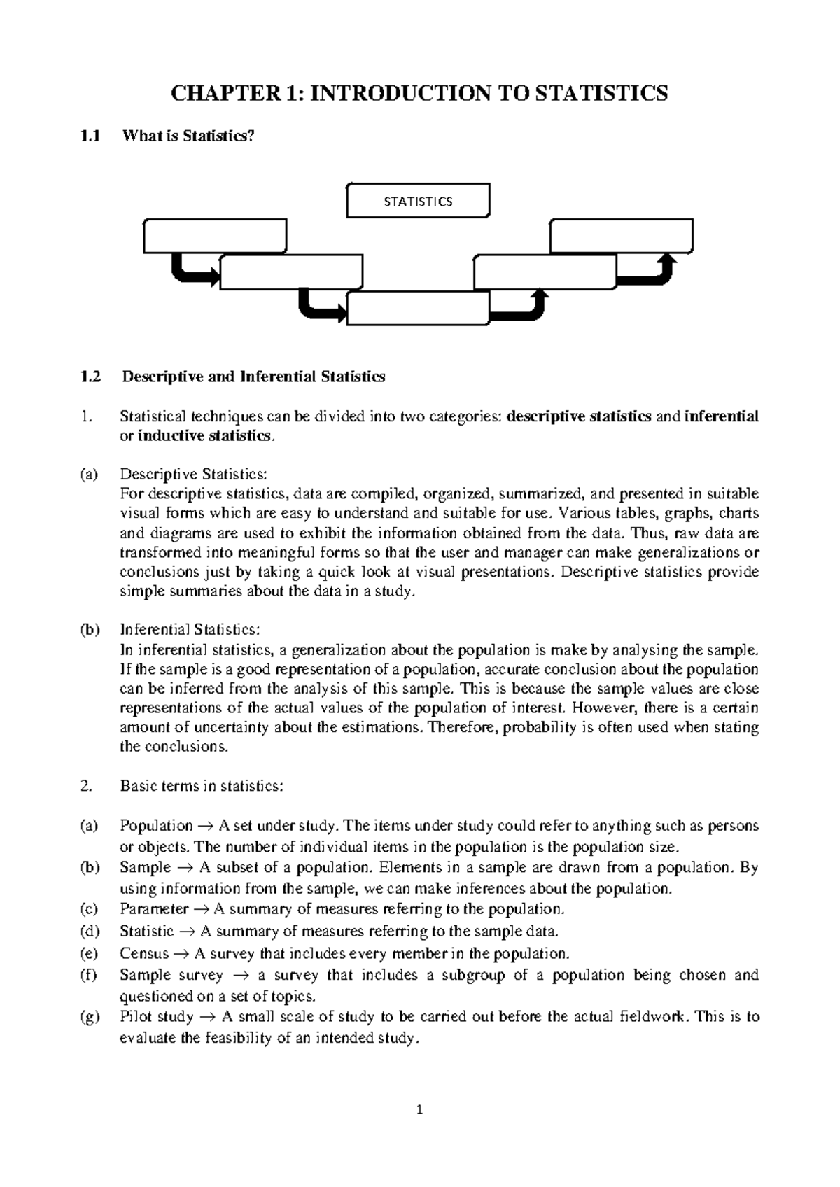 06 STA404 Course Notes Chapter 1 - CHAPTER 1: INTRODUCTION TO ...
