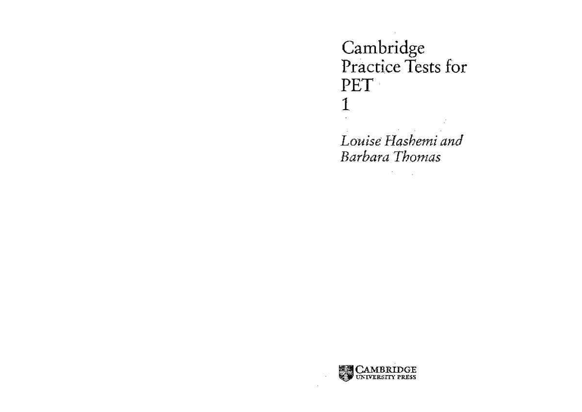 Cambridge PET Practice Tests 1: Student's Book Overview - Studocu