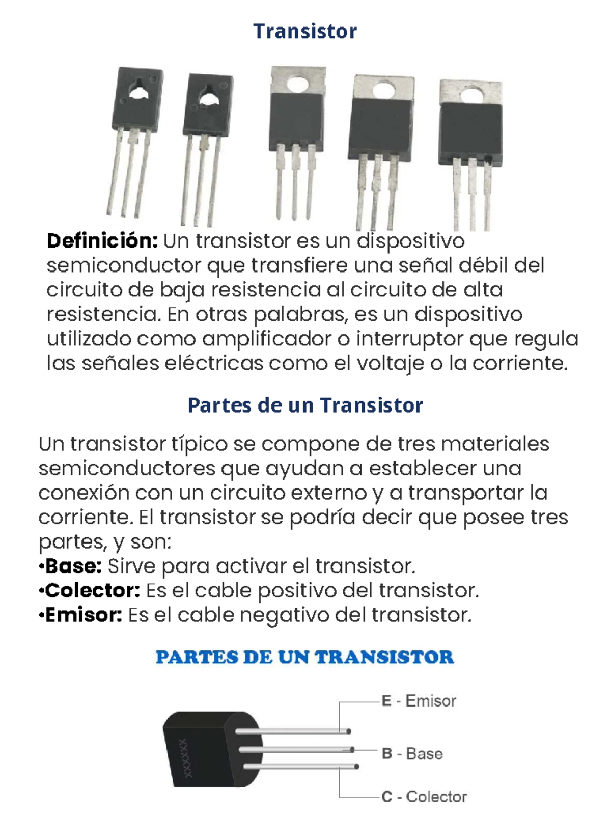 Transistores Club Computacion - Definición: Un transistor es un ...