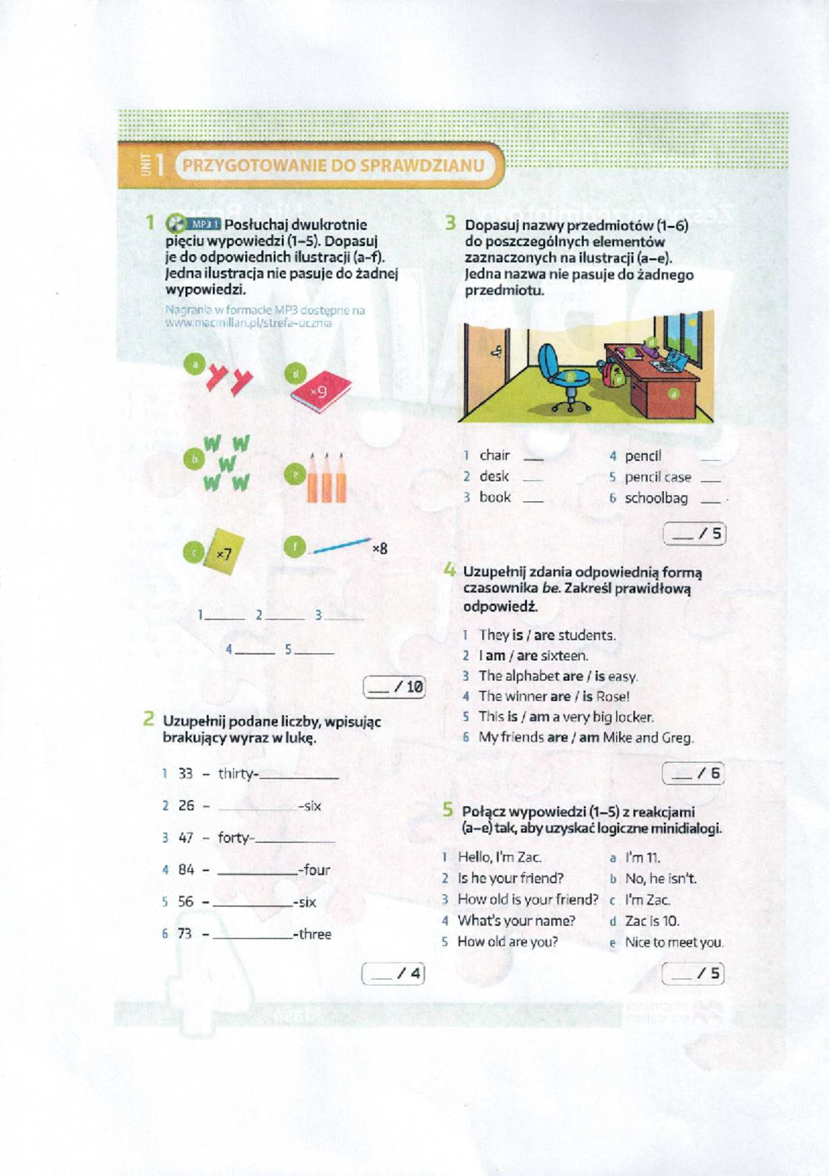 Brainy 4: Przygotowanie do Sprawdzianu Unit 1 - Studocu