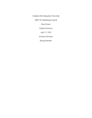 MKT 337 Module Five Milestone Two Template - Milestone Two Marketing ...