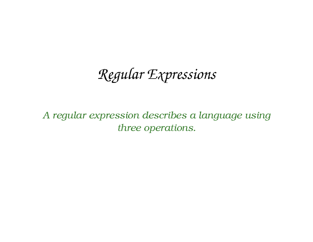 Regular expressions in automata theory: concepts and applications - Studocu