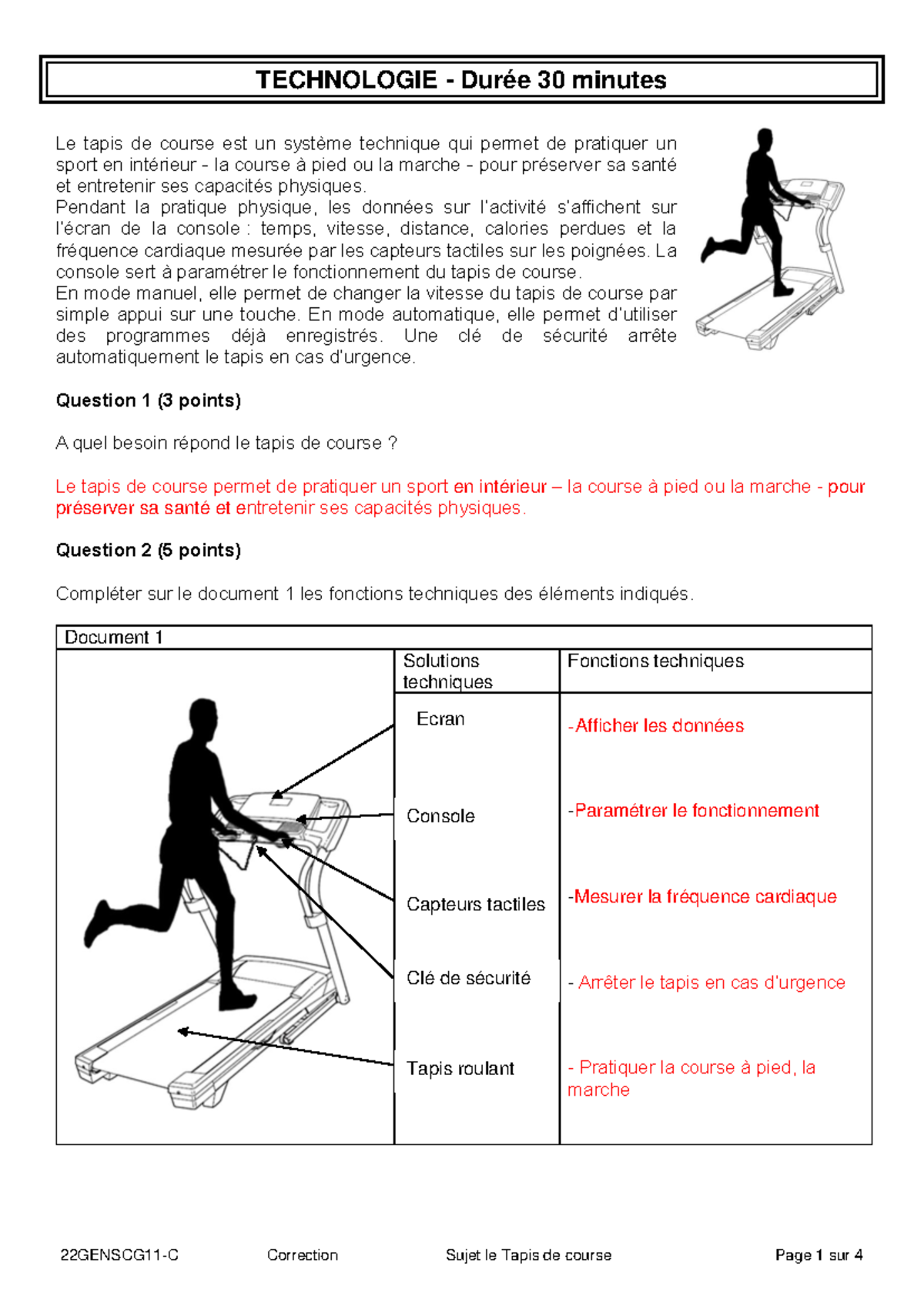 DNB 2022 - Correction Techno sur le Tapis de Course - 30 Min - Studocu