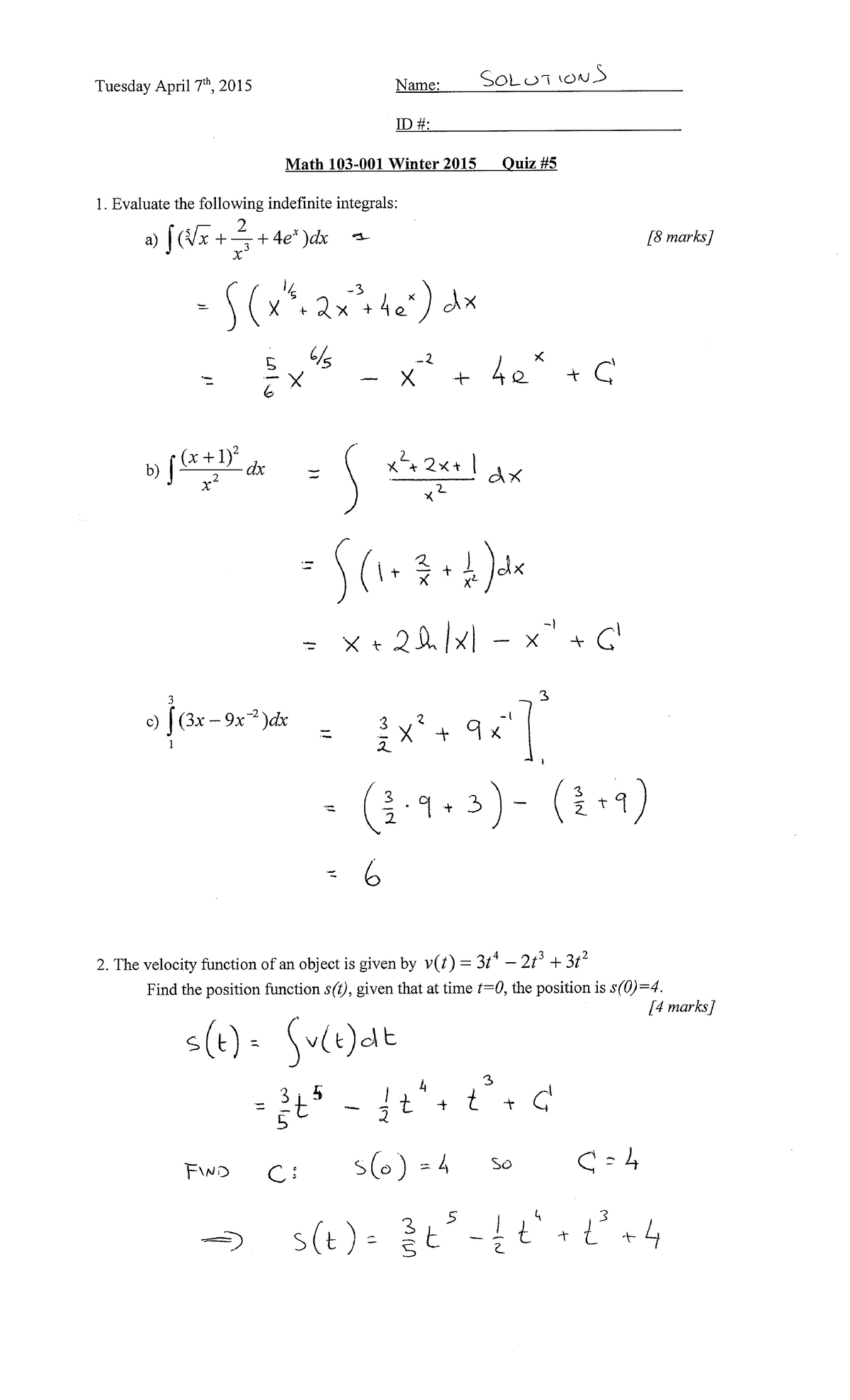 Quiz 5 - MATH 103 - Studocu