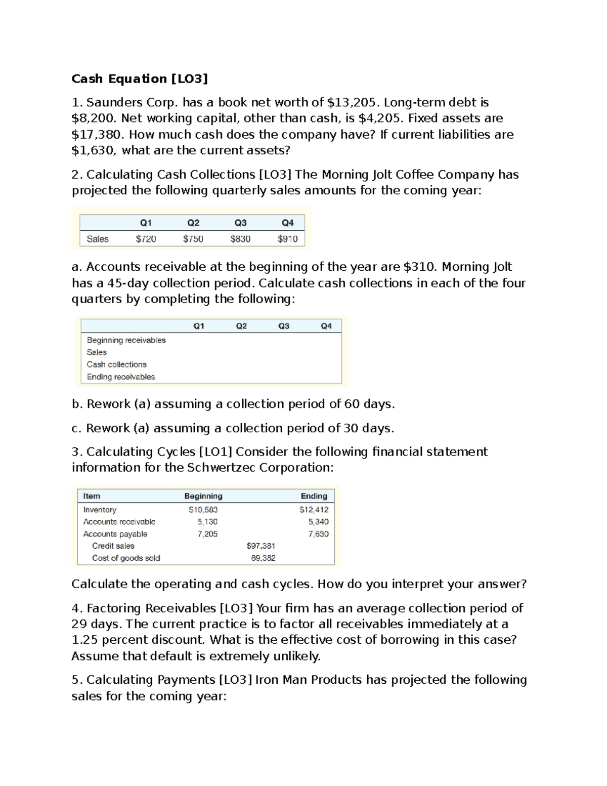 Exercise on Cash Management [FIN306] - Chapter 3 Analysis - Studocu