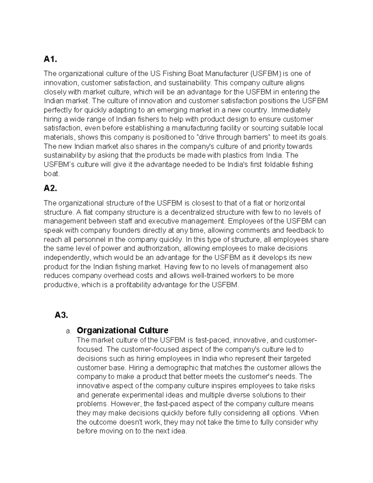 D081 V5-QBM3 Task 1 - Analysis of US Fishing Boat Manufacturer's ...
