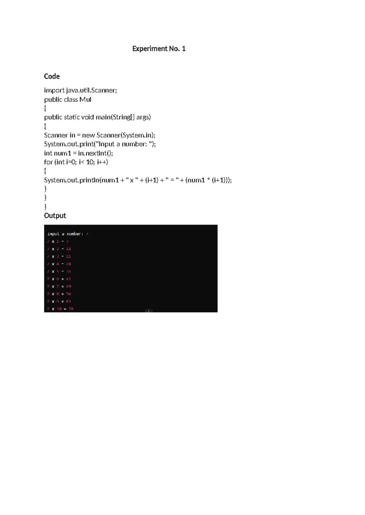 Core Java Praticals - This is core Java Practical - Code import java.util; public class Mul ...