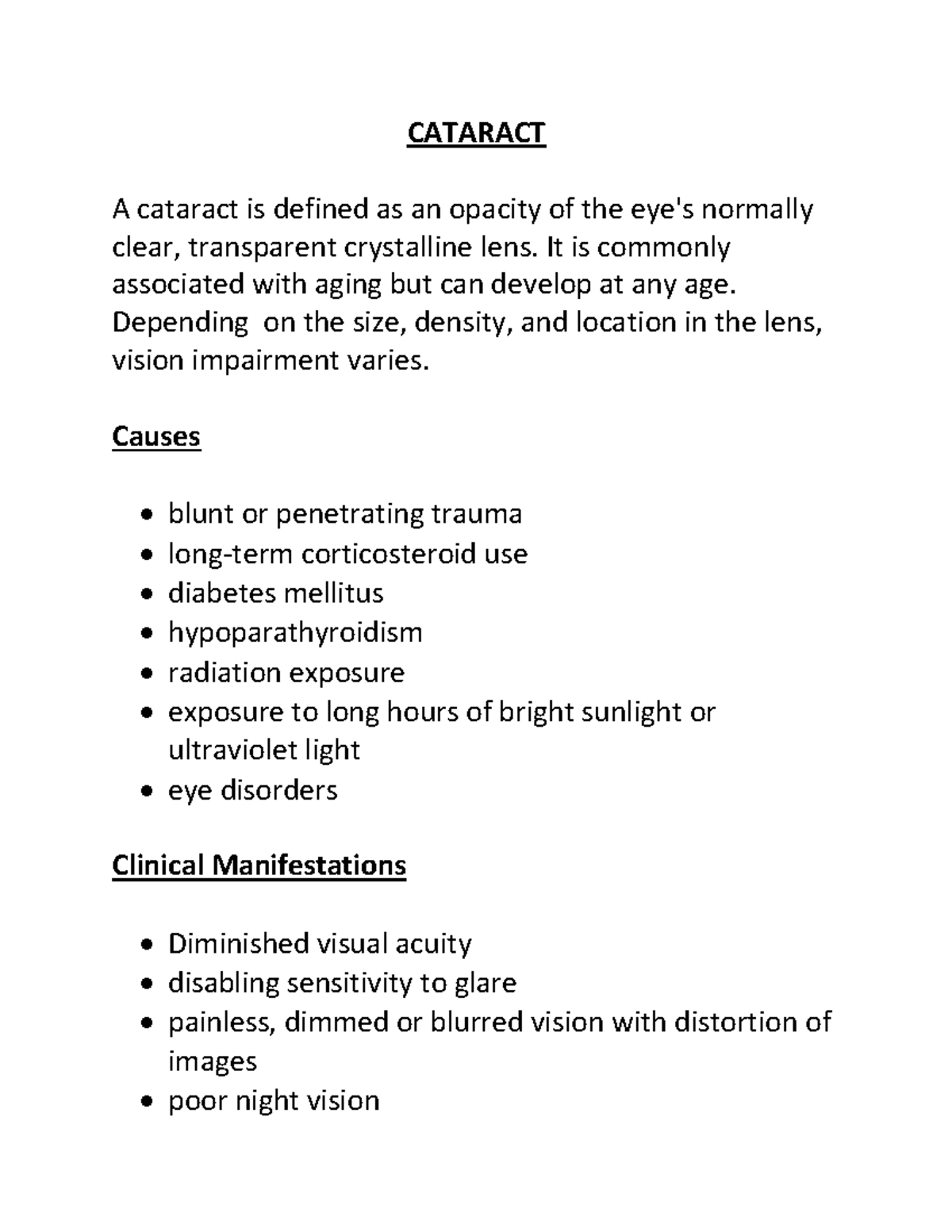 Cataracts Overview for Nursing Students: Causes, Symptoms & Management ...