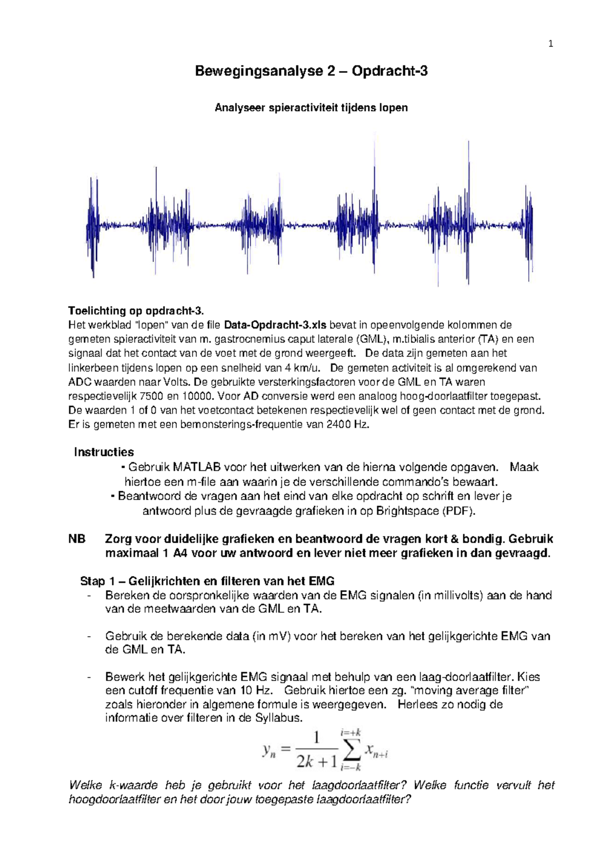 Bewegingsanalyse 2 - Opdracht-3 EMG Spieractiviteit tijdens Lopen - Studeersnel
