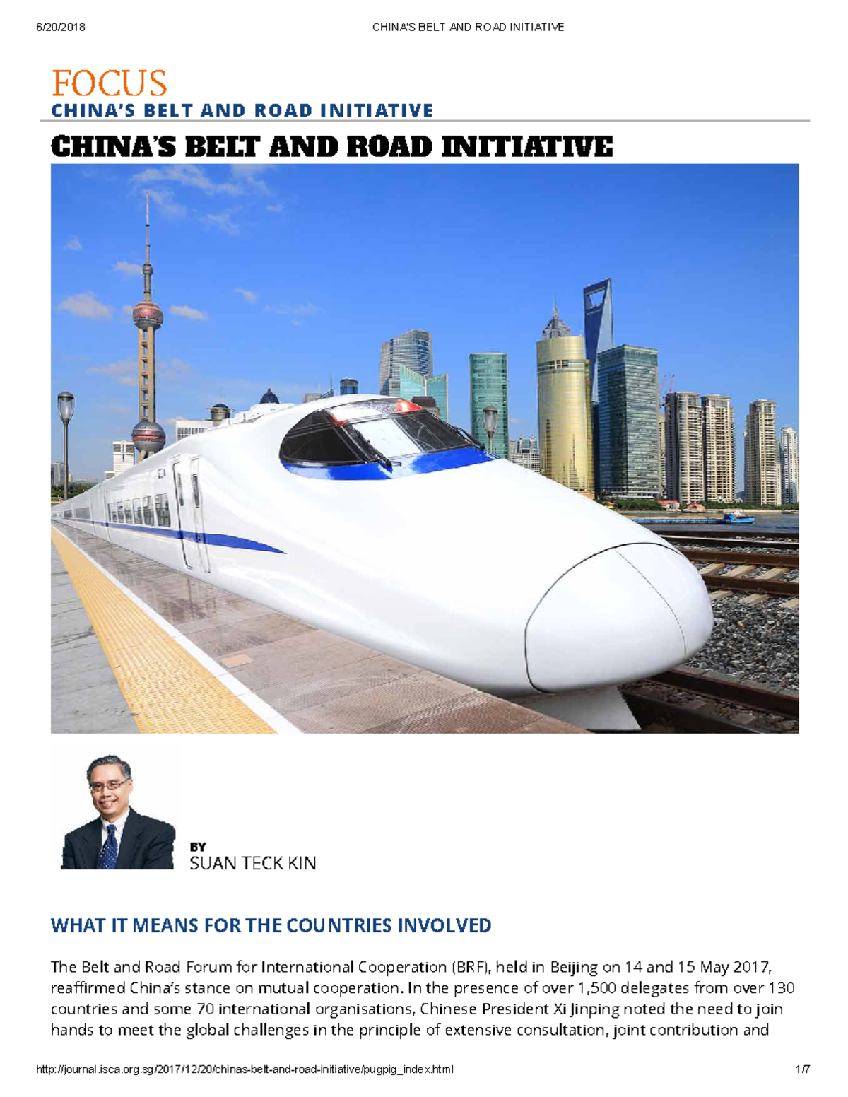 Case Study: China's Belt and Road Initiative - ISCA Journal - Studocu