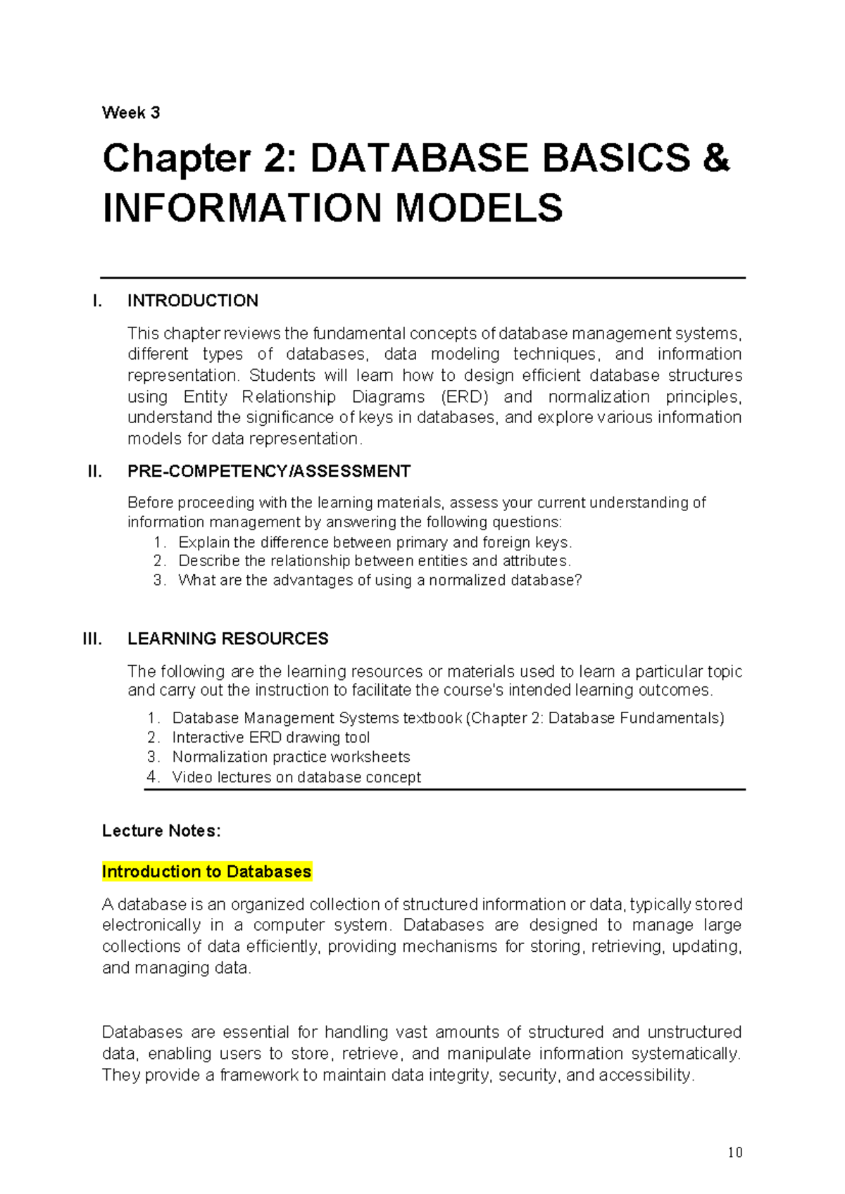 Chapter 2: Database Basics - CC105 Information Management Notes - Studocu