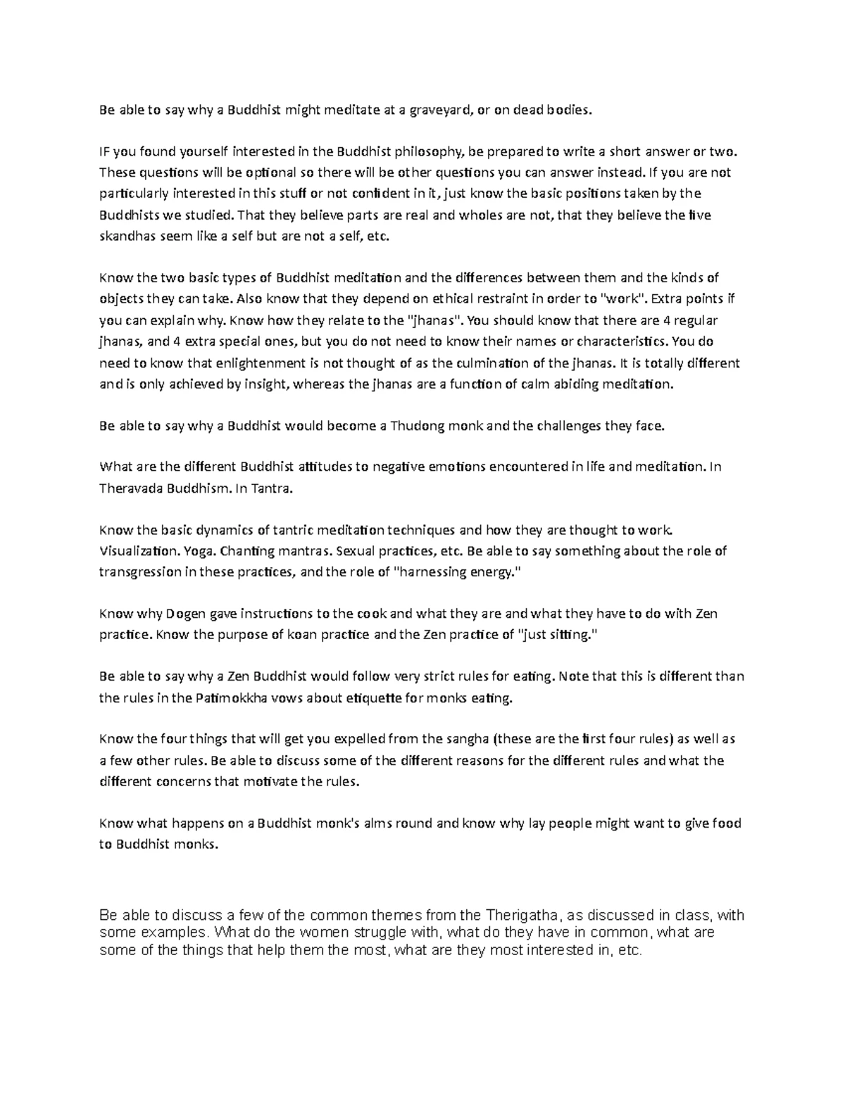Intro to Buddhism (REL101) Final Exam Study Guide - Studocu