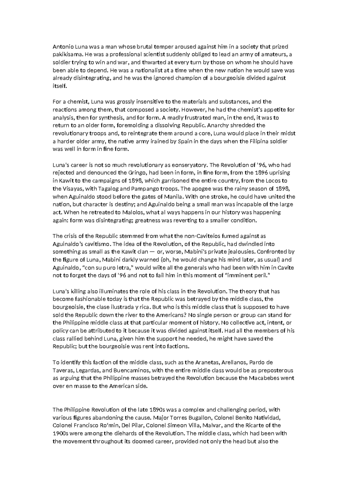 Antonio Luna: A National Hero's Battle Against Factionalism (HIST 101 ...