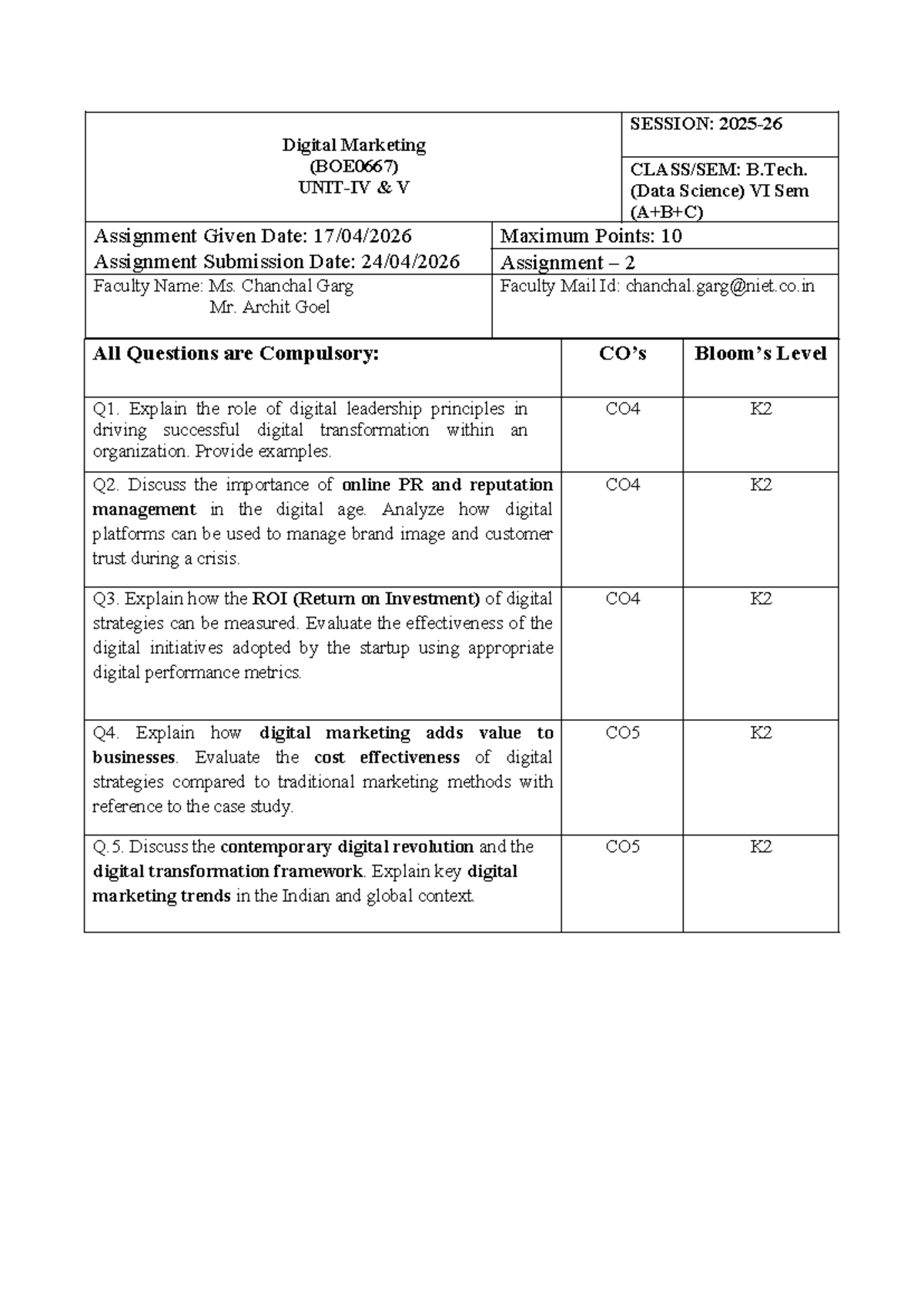 Digital Marketing Assignment 3 (BOE0667): Key Concepts & Analysis - Studocu