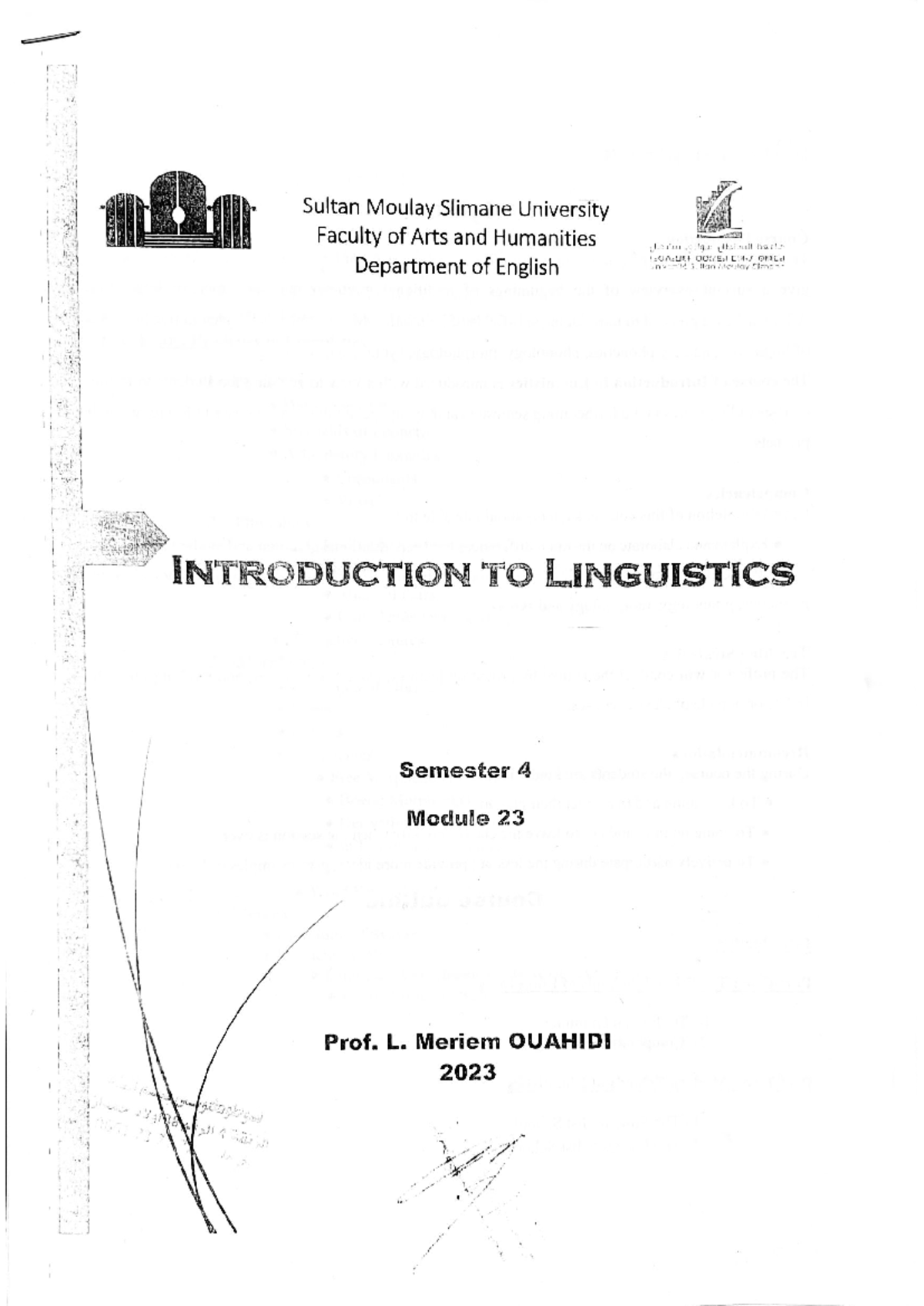 Introduction to Linguistics - Complete Course Notes - Pr. Ouahidi - Studocu