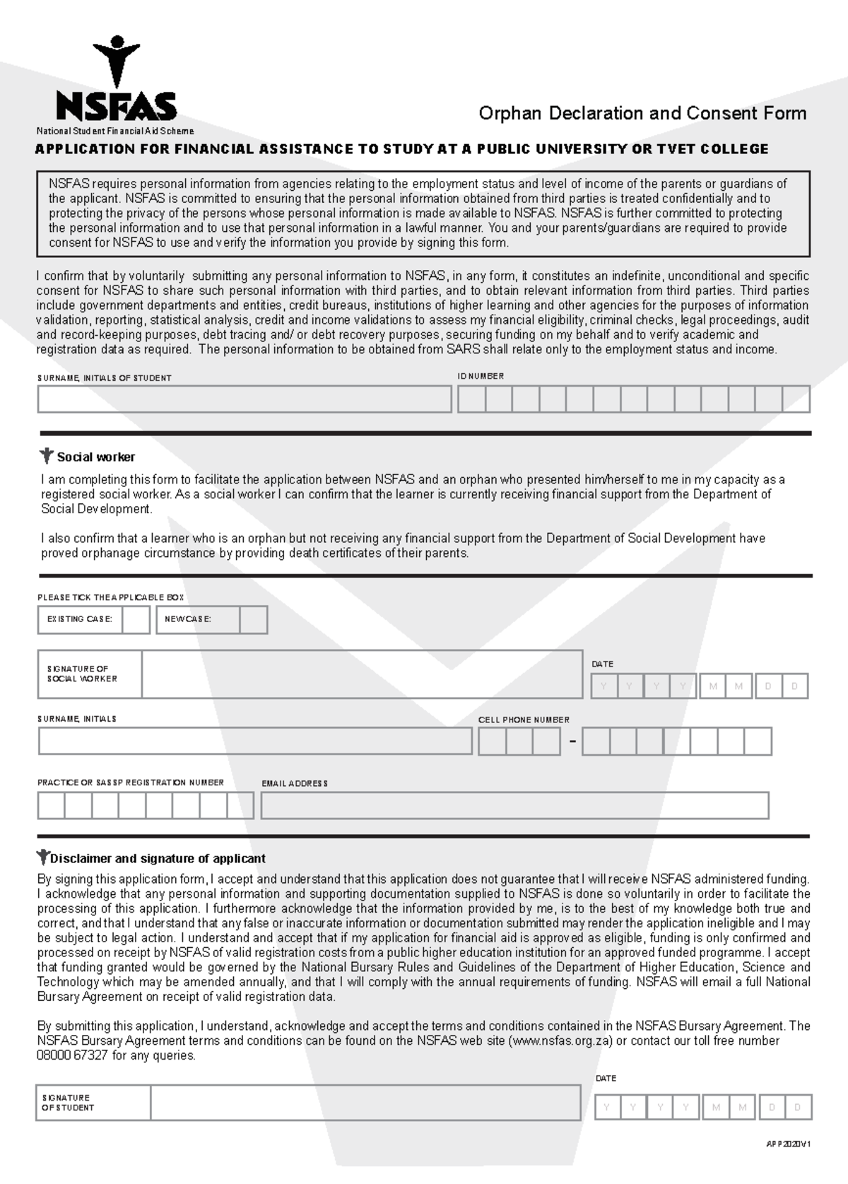 NSFAS Orphan Declaration Form for Financial Aid Application - Studocu