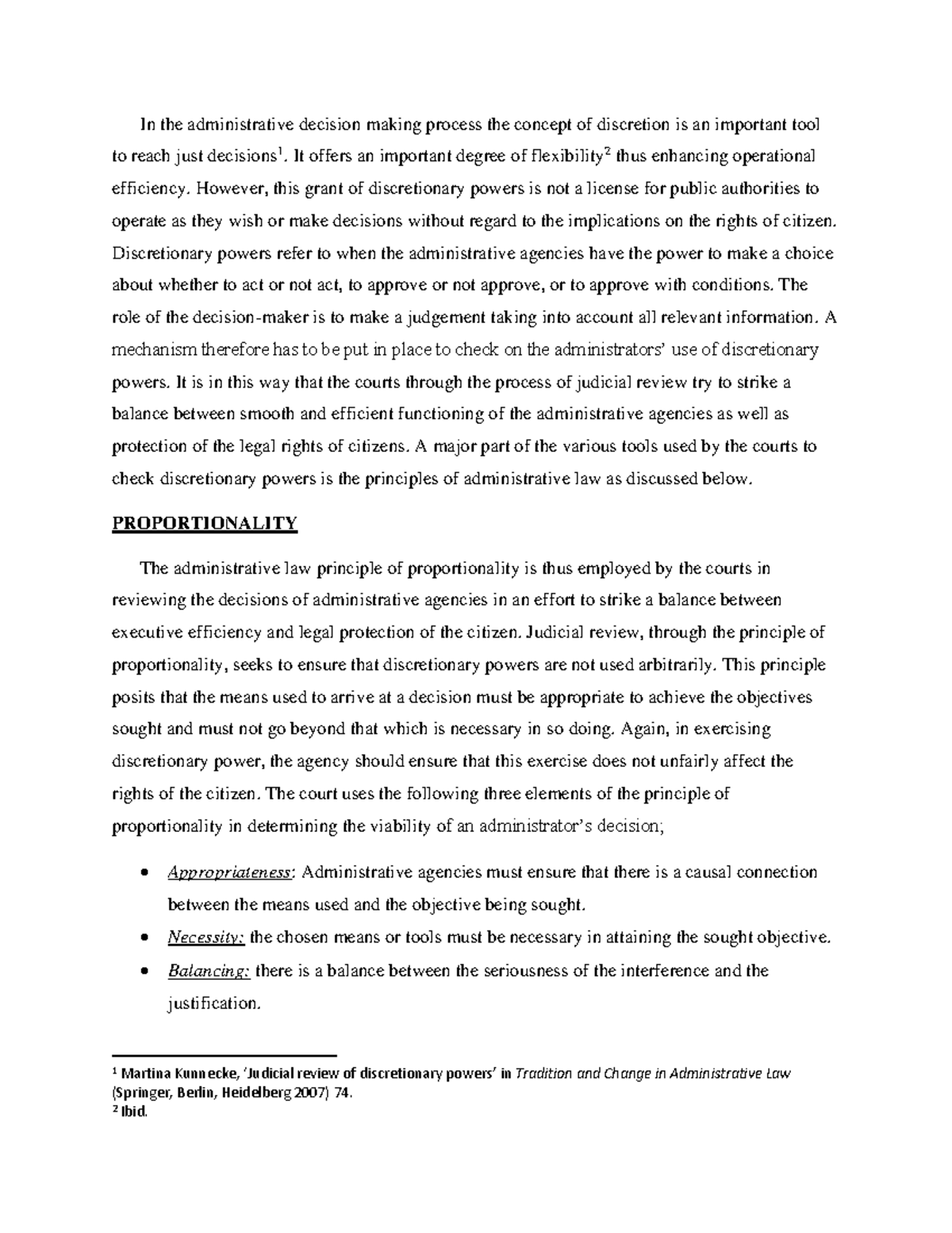 Principles of Administrative Law: Discretion, Proportionality, and ...