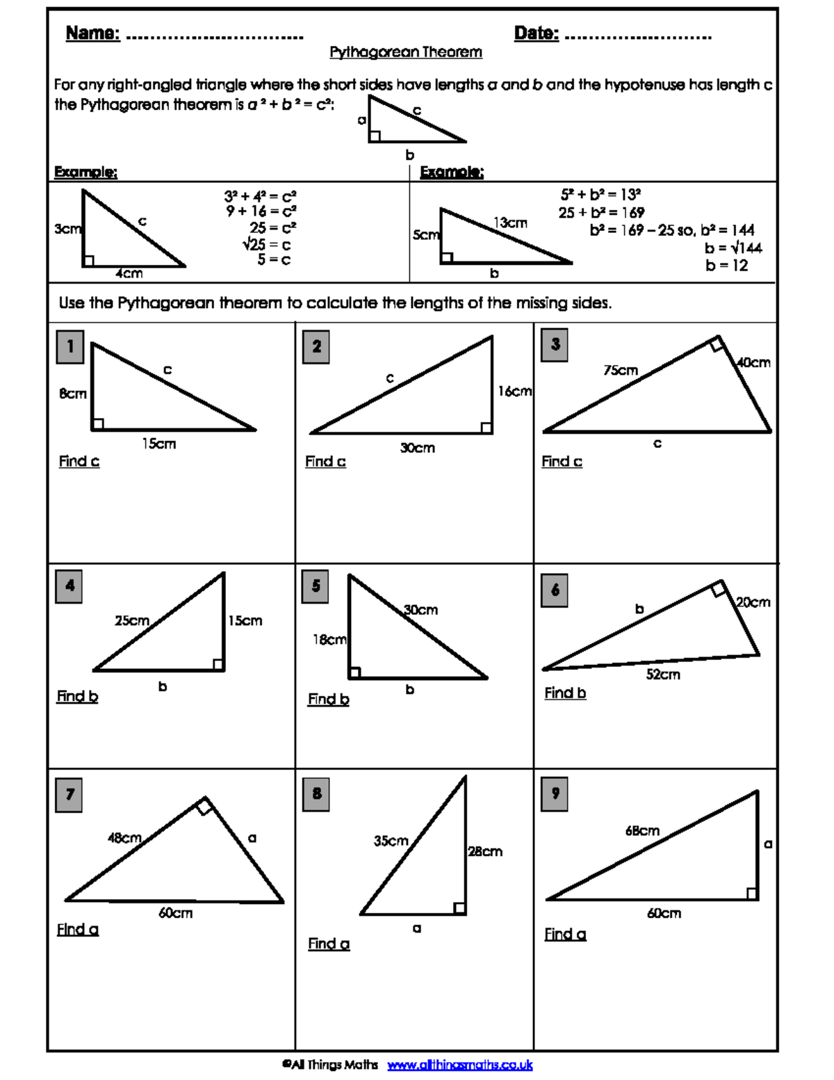 HH.C3.B1. Pythagorean Theorem: Examples & Solutions Guide - Studocu