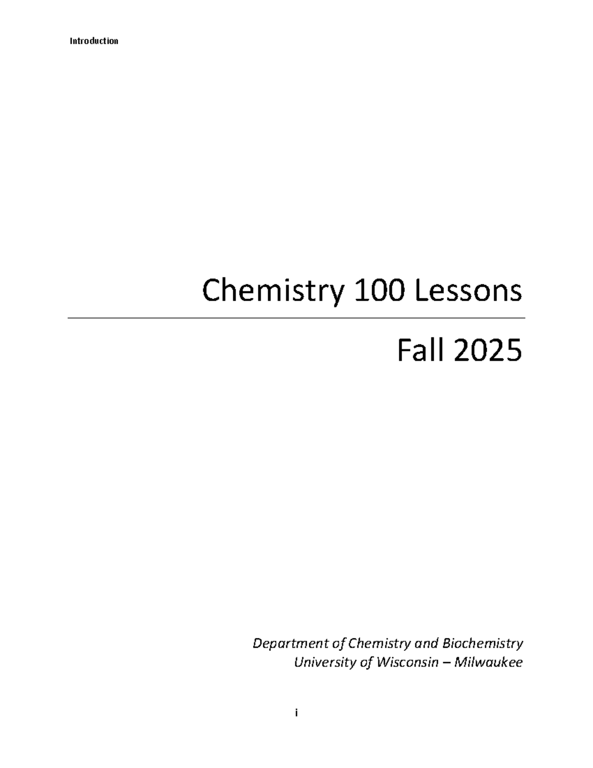 Chemistry 100 Lessons - Fall 2025 - Studocu
