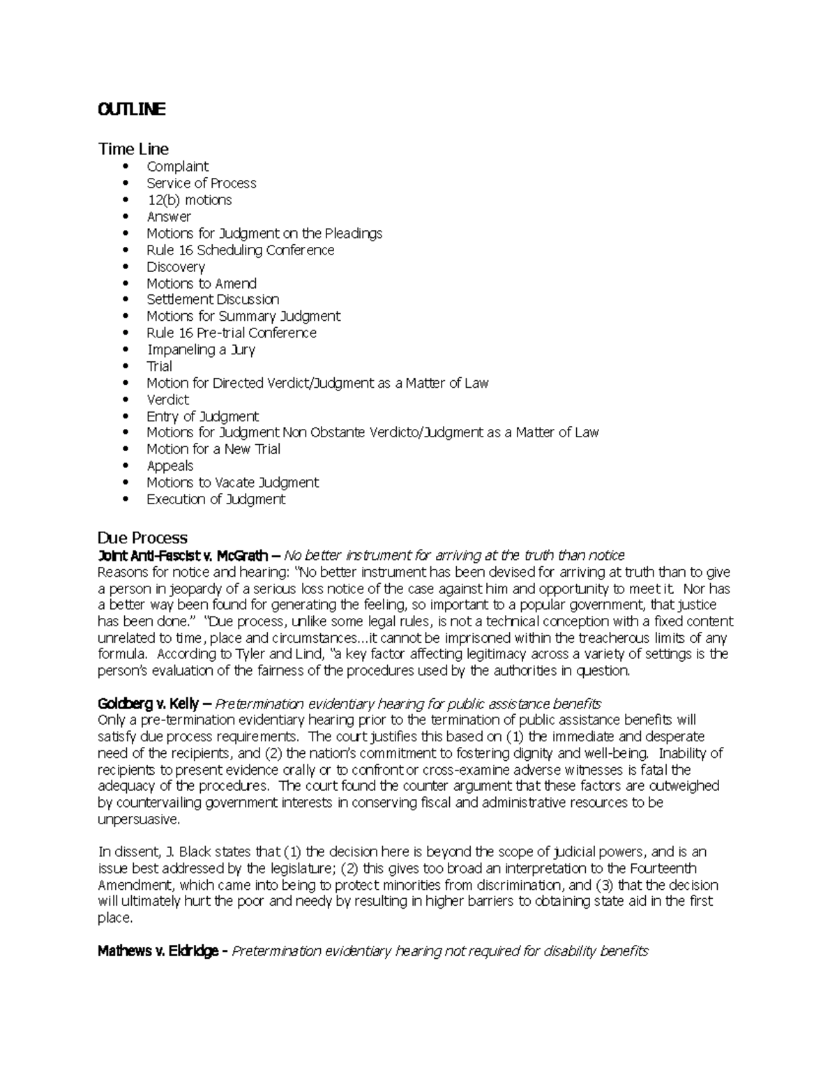 Civil Procedure Final Exam Outline - Prof. Peterson 2 - Studocu