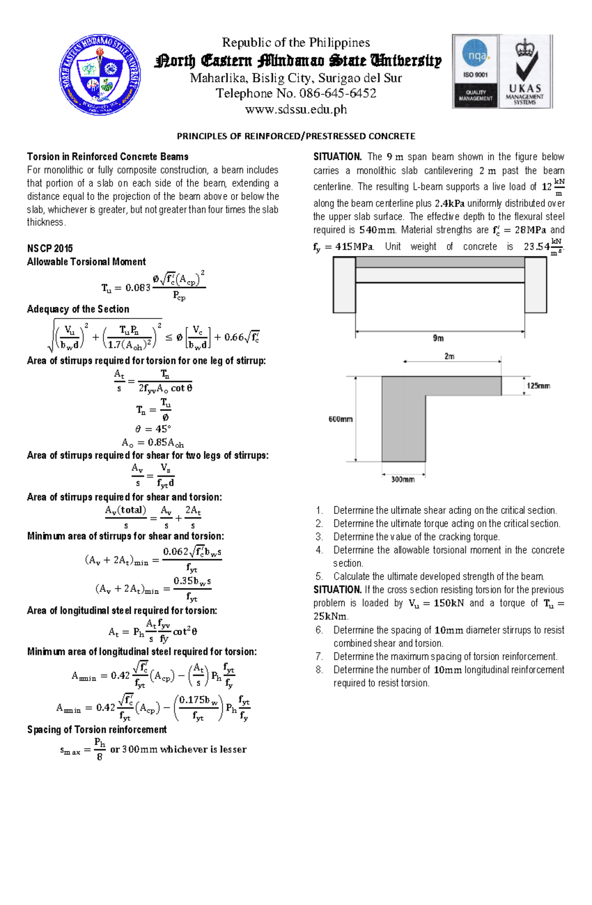 Discussion-2: Torsion in Reinforced Concrete Beams Principles - Studocu