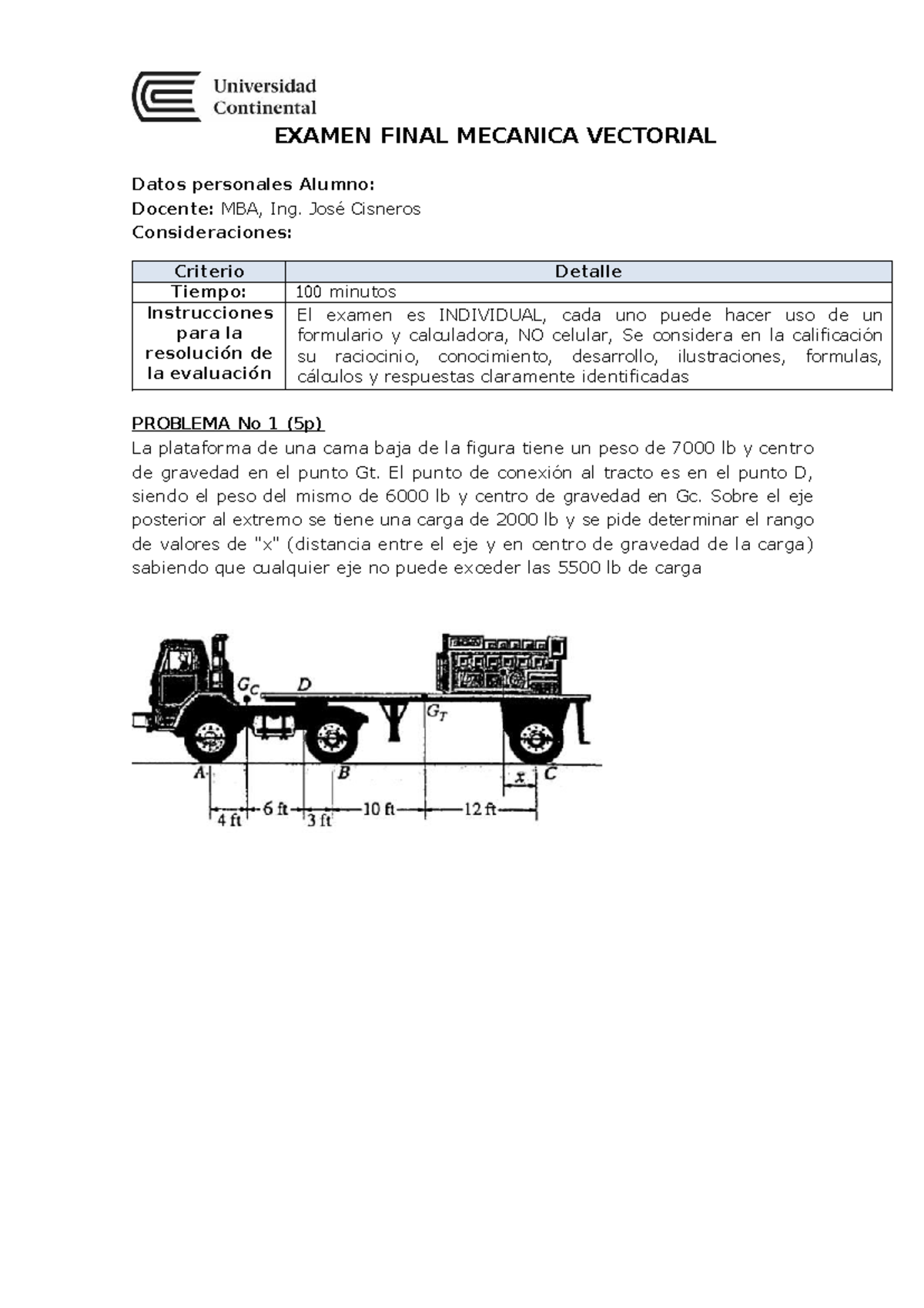 Examen Final - Mecanica Vectorial (Código: MEC-101) - Studocu