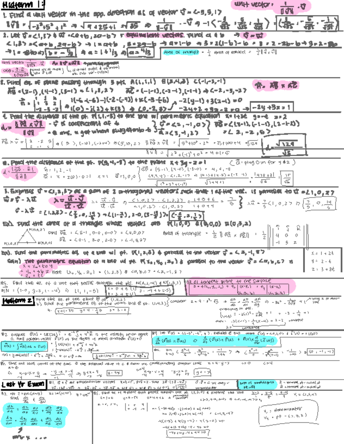 Midterm 1 Cheat Sheet: Unit Vectors and Related Concepts - Studocu