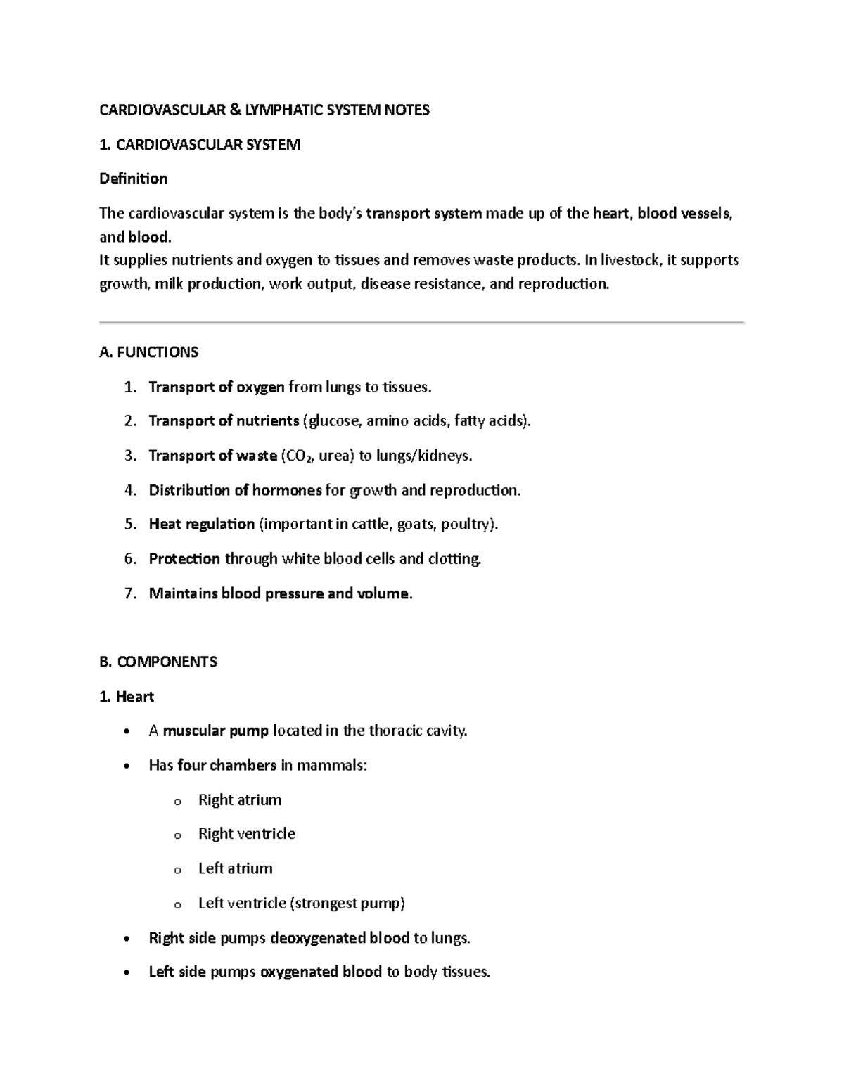 CARDIOVASCULAR & LYMPHATIC SYSTEM - LECTURE 3 NOTES - Studocu