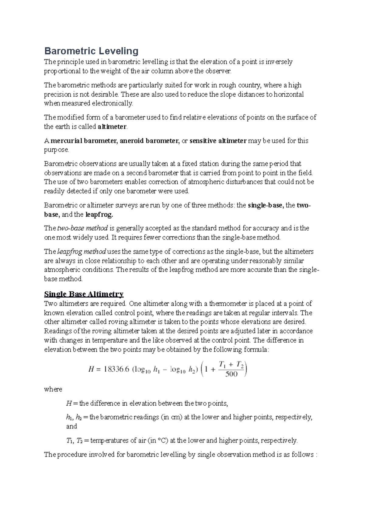 Barometric Levelling Techniques: Understanding Air Pressure ...