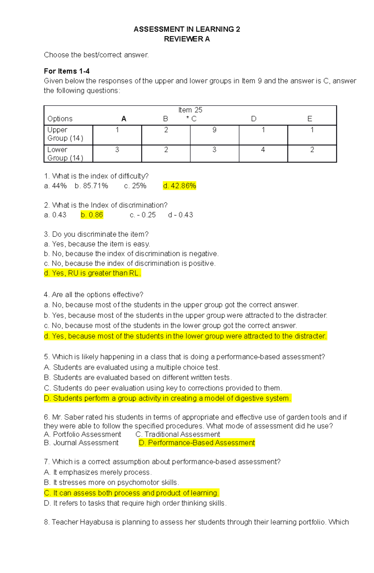 Assessment IN Learning 2 Reviewer A - ASSESSMENT IN LEARNING 2 REVIEWER ...