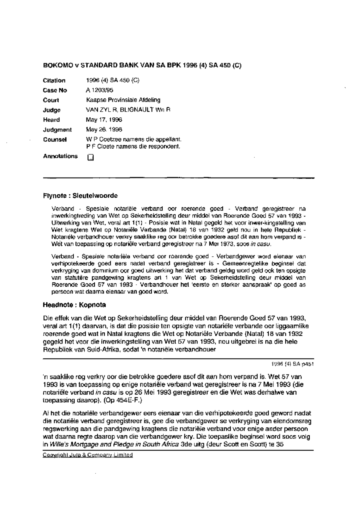 Bokomo v Standard Bank: Case Study on Notarial Bonds and Movables - Studocu