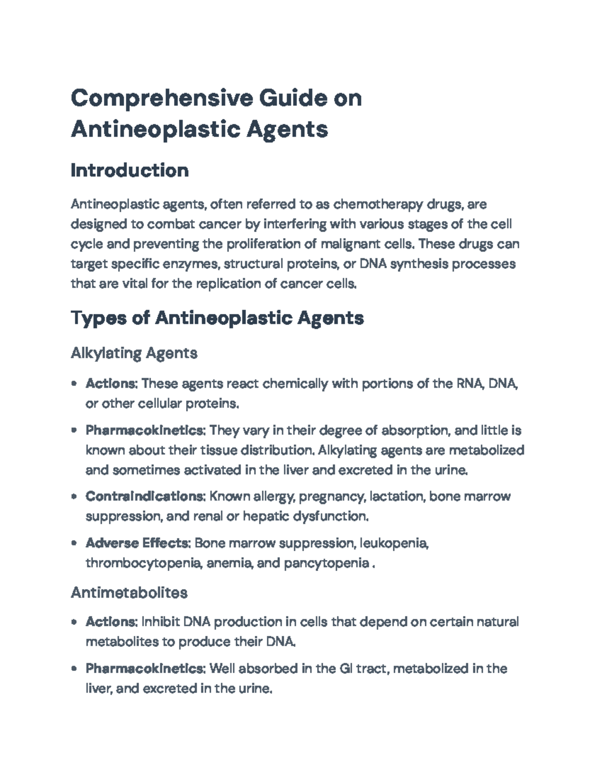 Comprehensive Overview of Antineoplastic Agents in Oncology ...