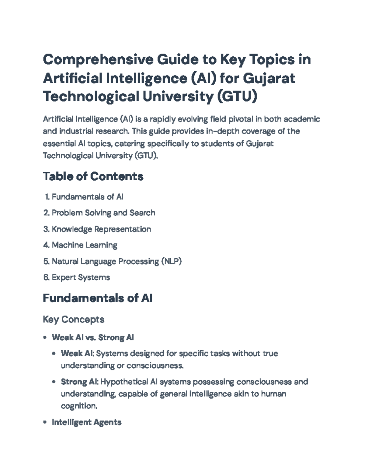 Comprehensive Guide to Key AI Topics for GTU Students - Comprehensive ...