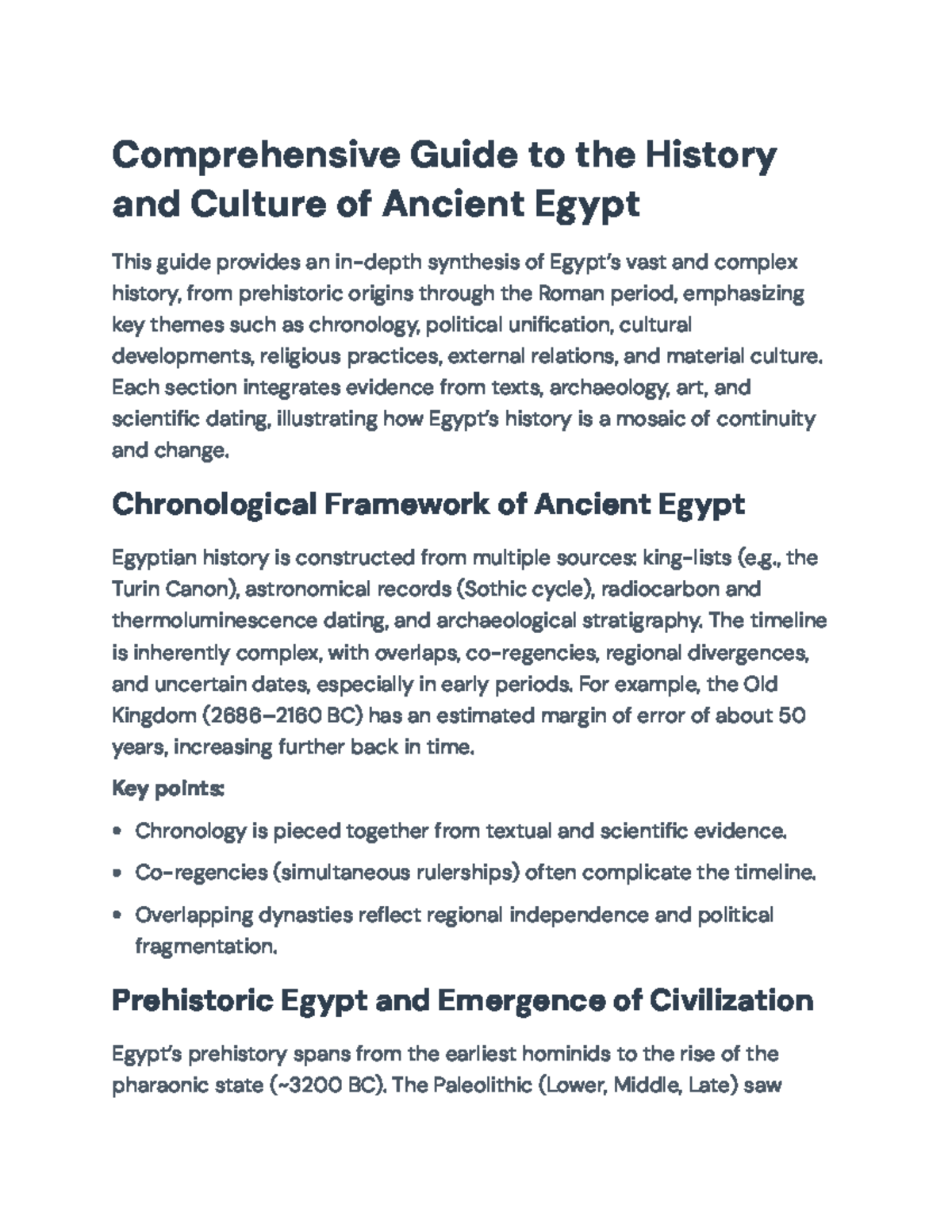 Comprehensive Overview of Ancient Egypt's History and Culture (HIST 101 ...