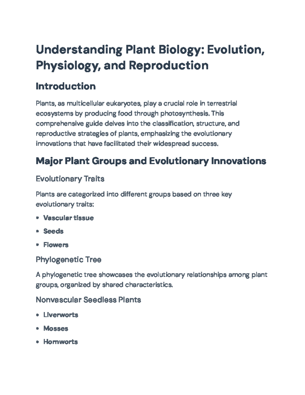 Understanding Plant Biology: Major Groups, Physiology & Evolution ...
