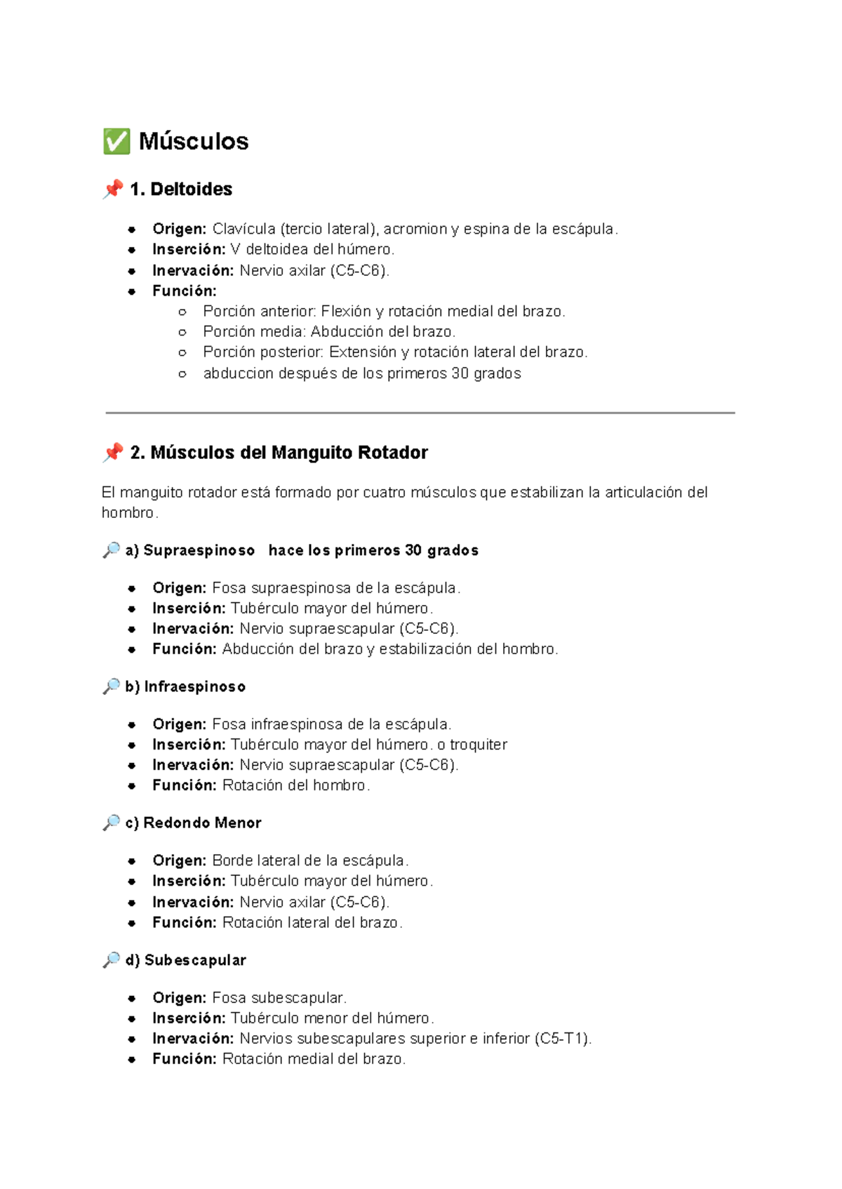 Región deltoidea - Músculos ####### 📌 1. Deltoides Origen: Clavícula ...