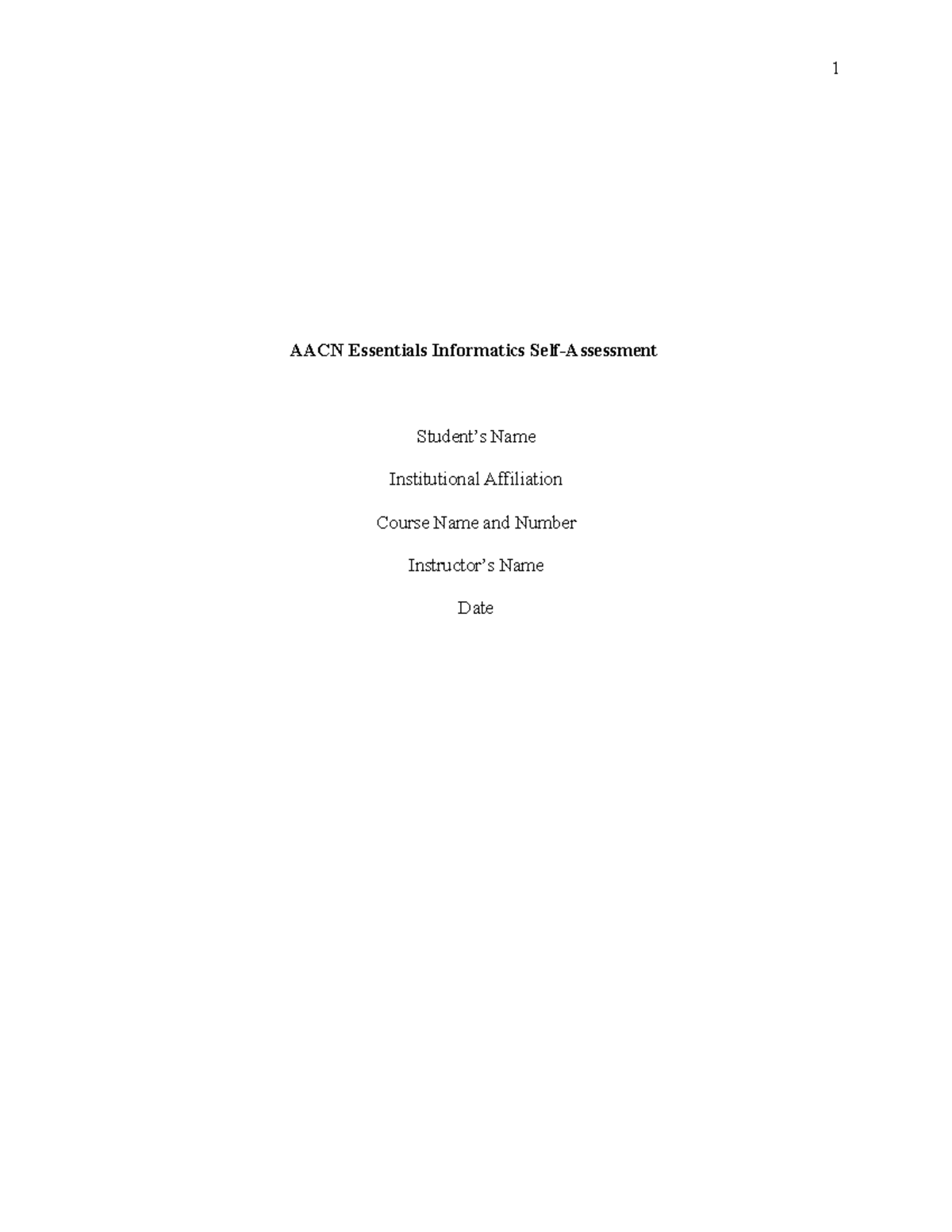 AACN Essentials Informatics Self-Assessment - AACN Essentials ...