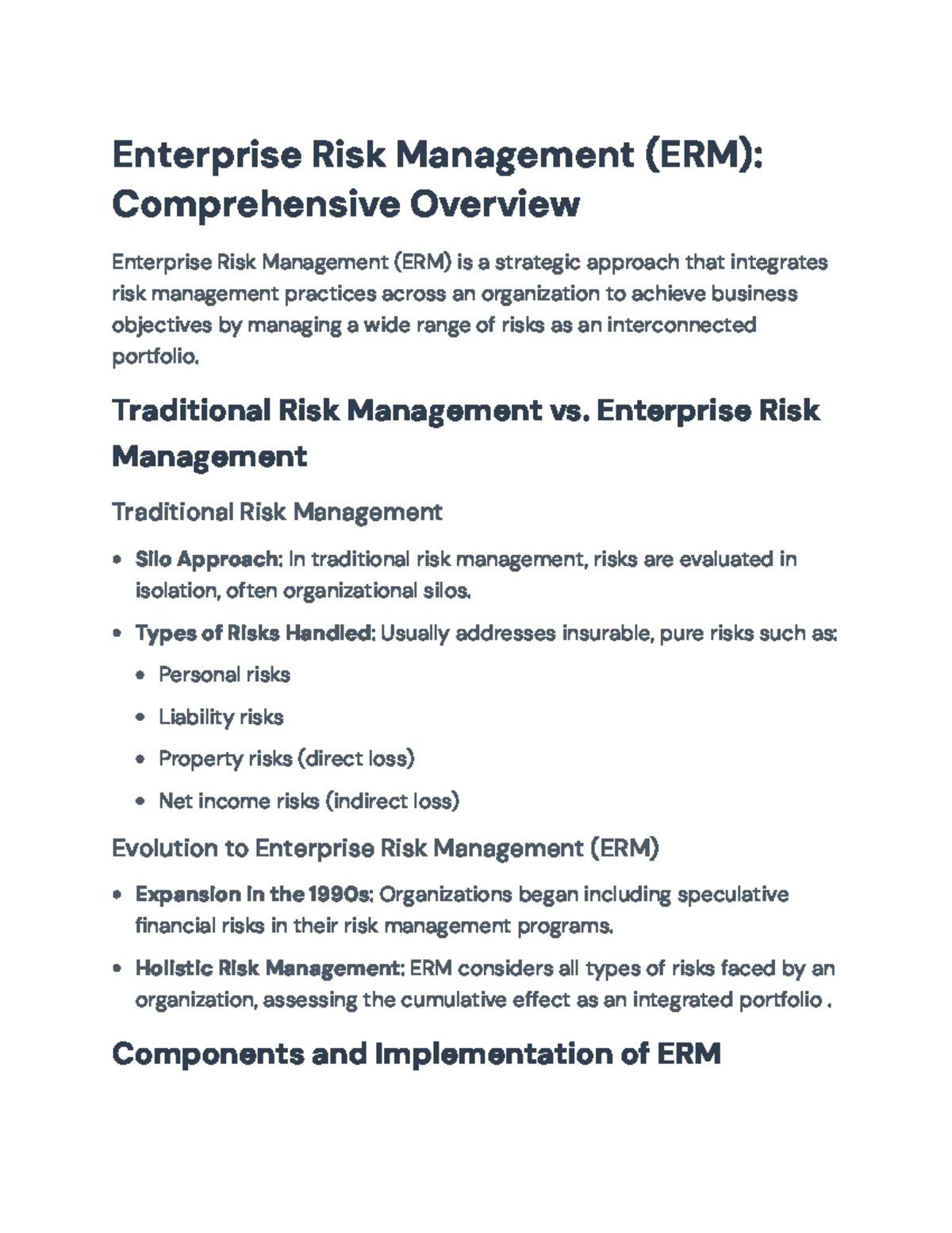 Enterprise Risk Management (ERM): A Comprehensive Overview on ...