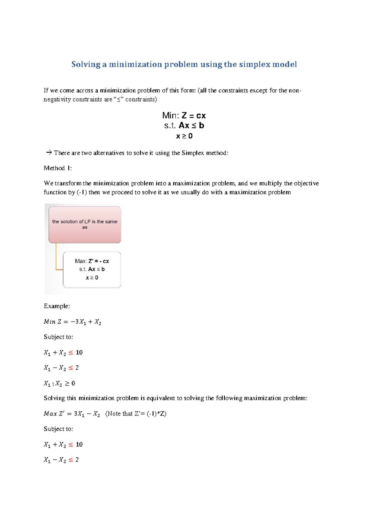 Minimization Problem Solving Using Simplex Method - MATH 101 - Studocu