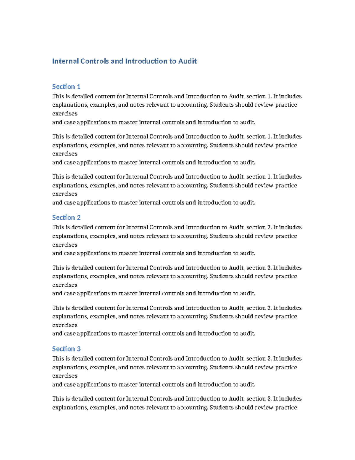 Internal Controls and Introduction to Audit: Sections 1-5 Overview ...