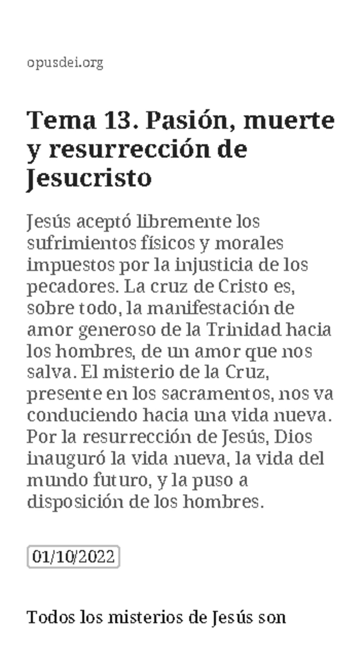 Tema 13: La Pasión, Muerte y Resurrección de Jesucristo - Reflexiones ...
