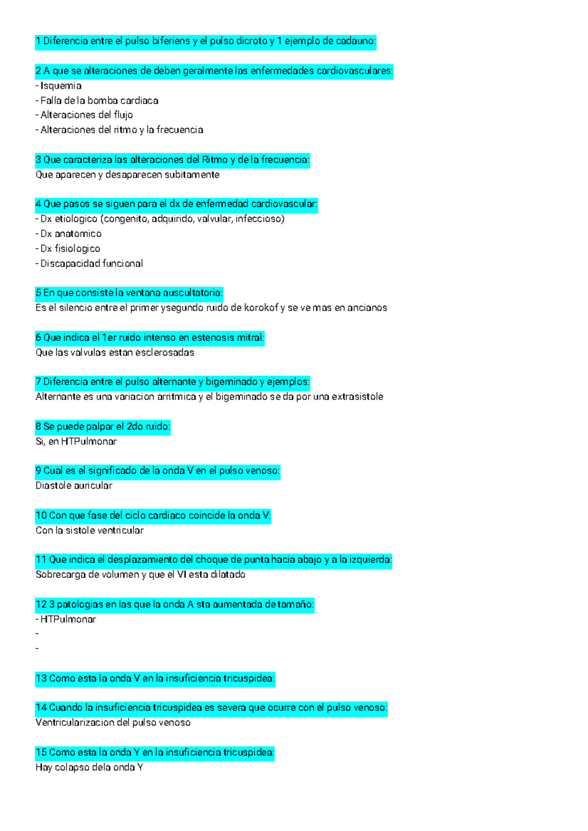 Preguntas de Orales en Cardiología - 1Di Final Exam - Studocu
